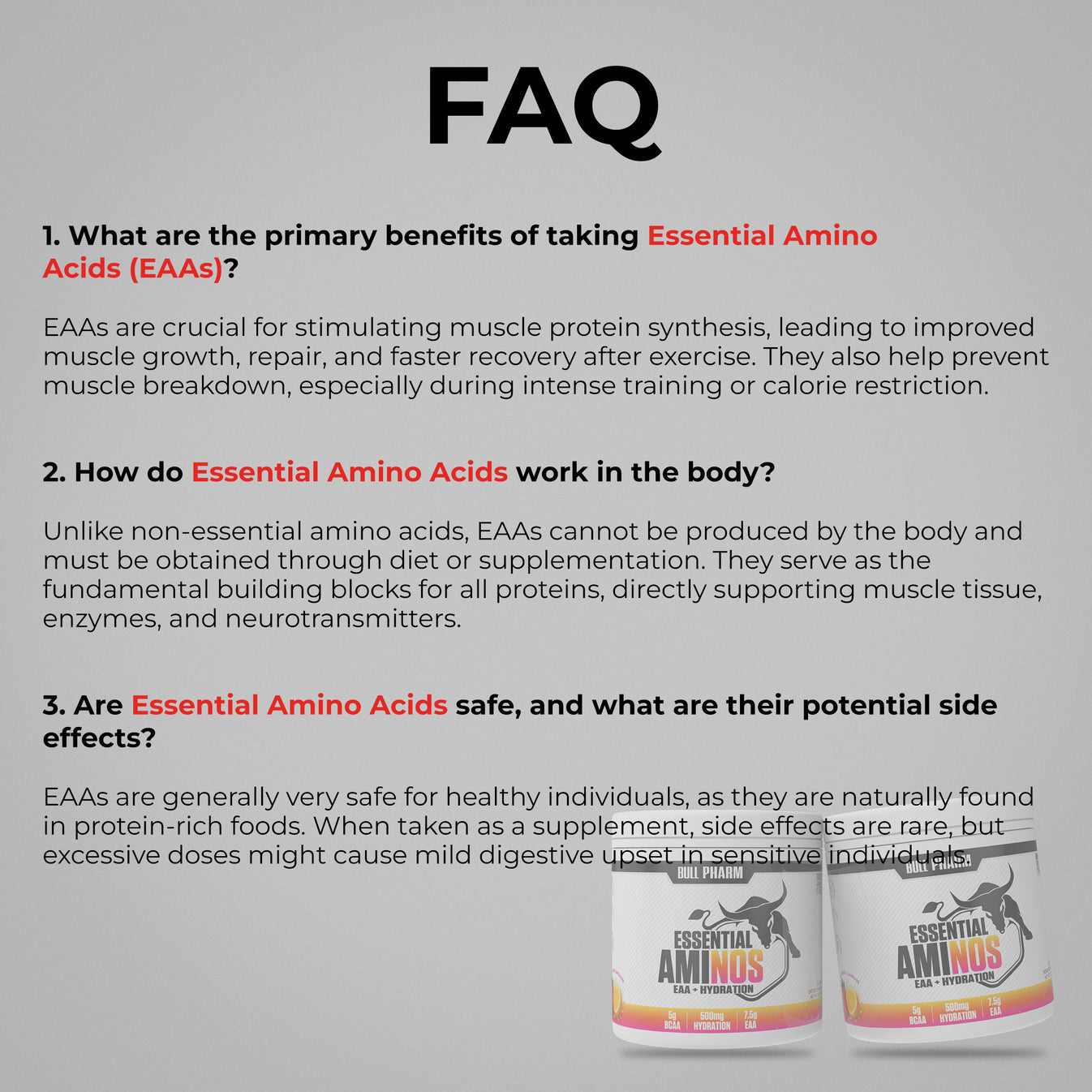 Essential Aminos | EAA + BCAA Hydration & Muscle Supplement – Bull Pharm